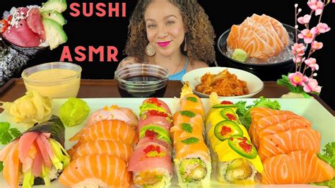 Asmr Sushi Raw Salmon Sashimi Salmon Nigiri Aburi Sushi Rolls Sushi