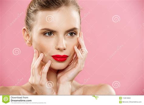 Beauty Concept Close Up Gorgeous Young Brunette Woman Face Portrait