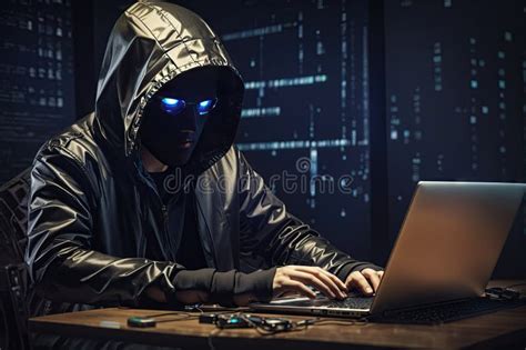 Hacking And Malware Concept Hacker Using Abstract Laptop With Binary Code Digital Interface