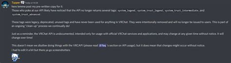 Veteran Legendary Intermediate Tags Removed Issue Vrchatapi