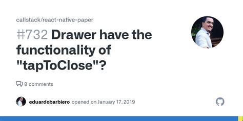 Drawer Have The Functionality Of TapToClose Issue Callstack React Native Paper GitHub