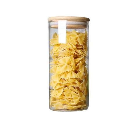 ᐉ Ємність для зберігання сипучих продуктів скляна з бамбуковою кришкою