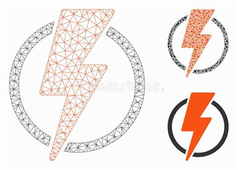 Electric Power Vector Mesh Wire Frame Model And Triangle Mosaic Icon Stock Vector Illustration