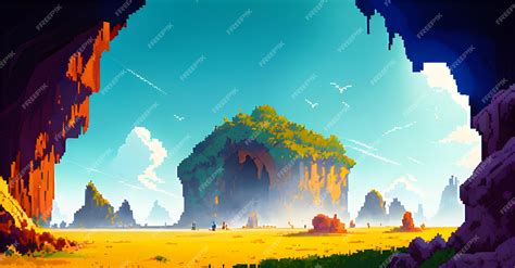 풍경 모험 동굴 오프닝 던전 동굴 그림 신비한 덴 입구 캔버스 벽 예술 벽화에 대한 생성 Ai 프리미엄 사진