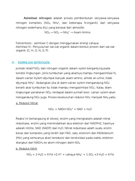Asimilasi Nitrogen Dalam Tumbuhan Pdf