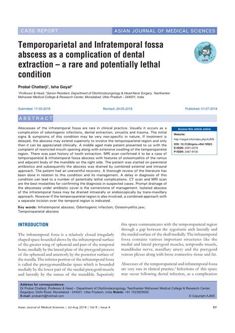 Temporoparietal And Infratemporal Fossa Abscess As A Complication Of