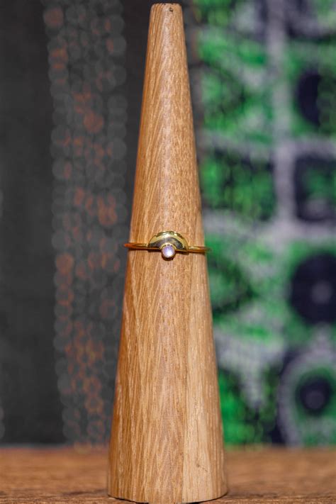 Gold Arc Pink Shell Ring Tree Of Life