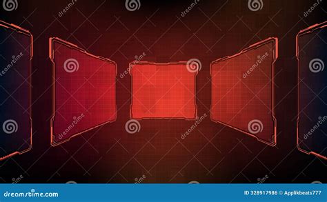Abstract Futuristic Background Of Red Glowing Technology Sci Fi Frame Hud Ui Stock Vector