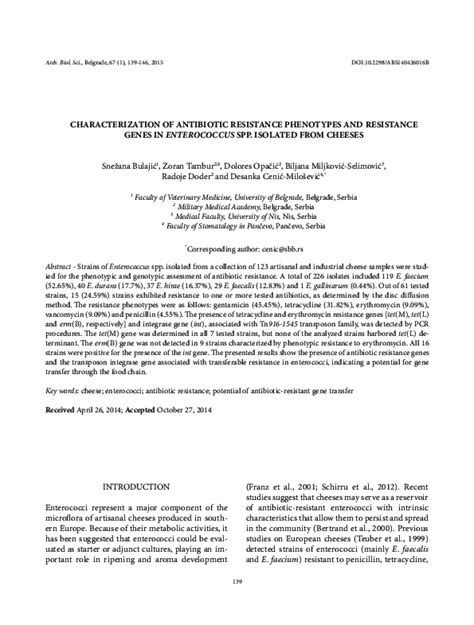 Pdf Characterization Of Antibiotic Resistance Phenotypes And