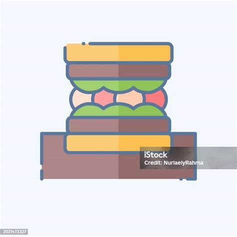 Ikon Sandwich Terkait Dengan Simbol Piknik Gaya Doodle Desain Sederhana