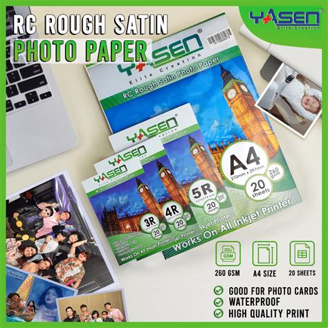 Yasen RC Rough Satin Photo Paper 260gsm A4 4R 3R Size Resin Coated