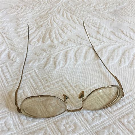 Vintage 1960s Wire Rim Eye Glasses In Gold Ear Piece Gem