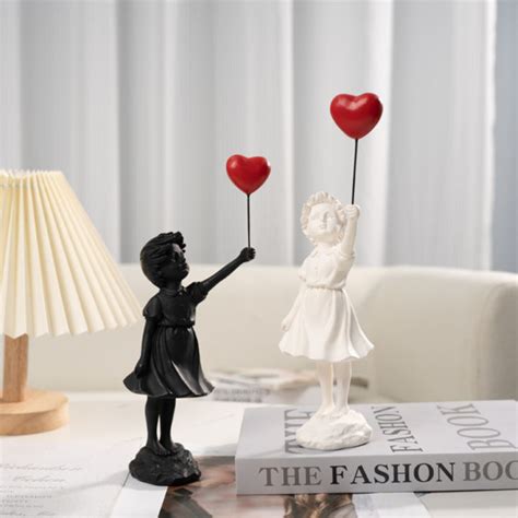 Nordic Modern Banksy Resin Statue Home Decor Flying Balloon Girl Art