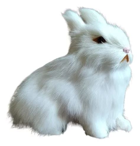 Modelo Simulación Conejo Peluche Realista 16cm Blanco Meses Sin Interés