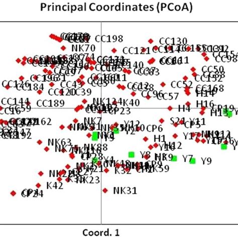 Pcoa Showing Clustering Of Different Chickpea Genotypes Into Different