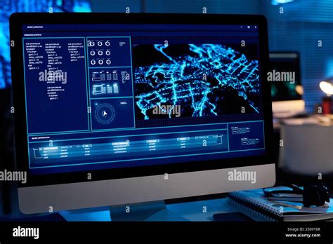 Desktop Computer With Army Location Data On Screen Standing On