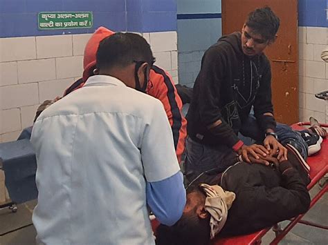 Face To Face Collision Between Two Bikes Treatment Is Going On In The