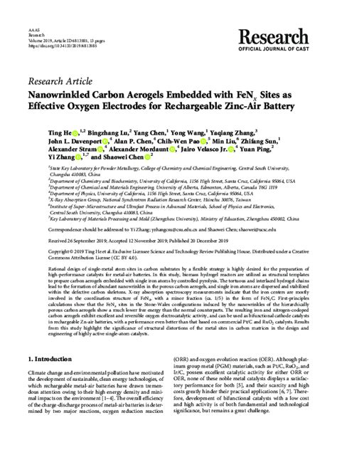 Pdf Nanowrinkled Carbon Aerogels Embedded With Fenx Sites As Effective Oxygen Electrodes For