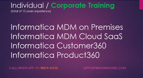 Informatica Mdm Cloud Saas Training Informatica Mdm Certifications