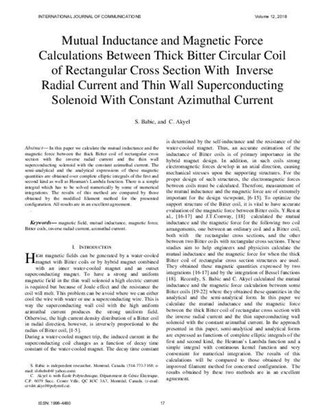 Pdf Mutual Inductance And Magnetic Force Calculations Between Thick