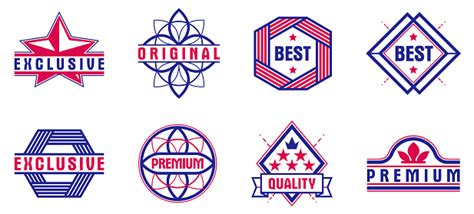 다양한 제품 및 비즈니스용 배지 및 로고 컬렉션 프리미엄 최고 품질의 벡터 엠블럼 세트 클래식 그래픽 디자인 요소 휘장 및 어워드 1에 대한 스톡 벡터 아트 및 기타 이미지