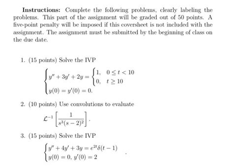Solved Instructions Complete The Following Problems Chegg