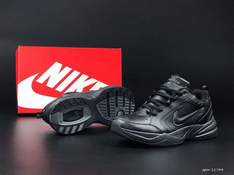 Мужские термо кроссовки Nike Air Monarch, мужские кожаные черные ...