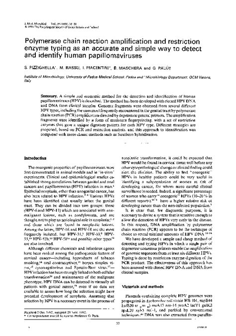 Pdf Polymerase Chain Reaction Amplification And Restriction Enzyme