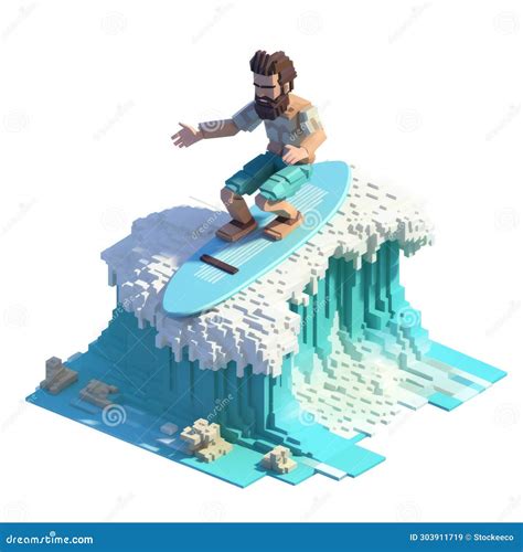 Voxel Surfer A Stunning D Game Art With Mosaic Like Watercolor