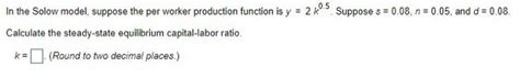 solved in the solow model suppose the per worker production