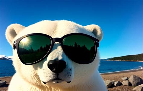 Premium AI Image Polar Bear Wearing Sunglasses Generative AI