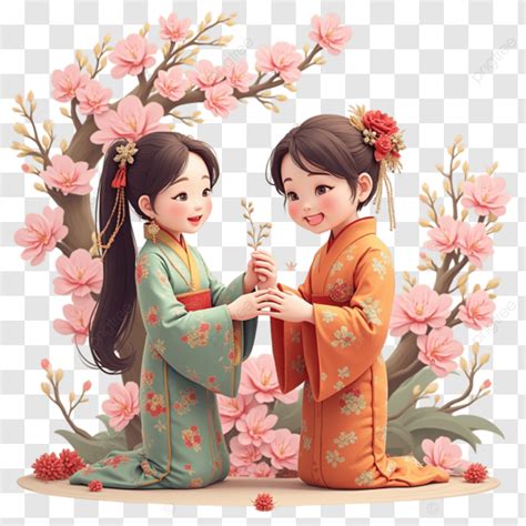 순수 문화적 자부심 사랑과 어린 시절의 아름다움을 상징하는 전통 드레스를 입은 두 아이 전통 의상을 입은 두 아이 순수함을 상징하는 그리고 어린 시절의 아름다움 Png