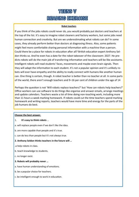 Printable Adult Esl Reading Comprehension Worksheets