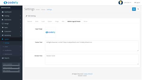 Opencart Admin Header Logo And Footer Copyright