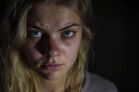 Premium Photo Woman With Blue Eyes Staring At The Camera