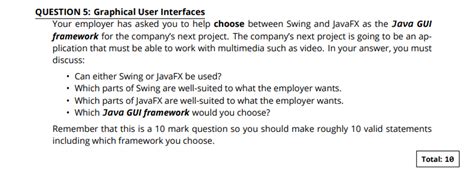 Solved Question 5 Graphical User Interfaces Your Employer