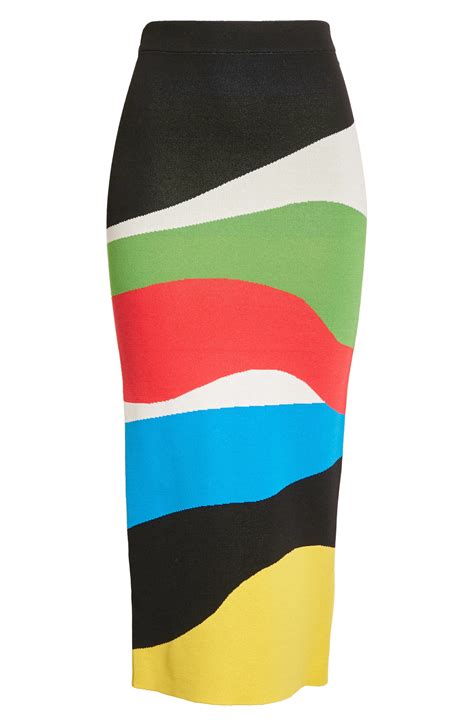 STAUD Karina Stripe Jacquard Pencil Skirt REVERSIBLE