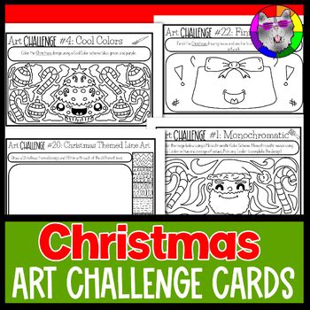 Christmas Art Lesson Challenge Cards Drawing Prompts And Art Activities