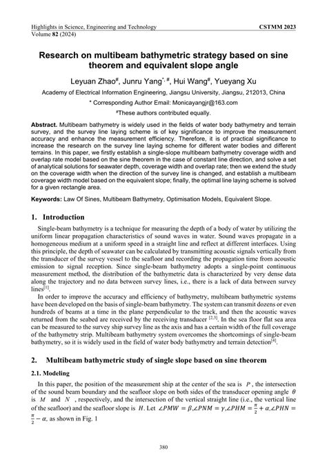Pdf Research On Multibeam Bathymetric Strategy Based On Sine Theorem