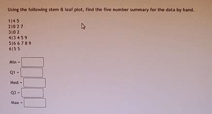 Solved Using The Following Stem A Leaf Plot Find The Five Chegg Com