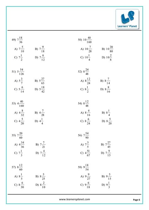 Simplifying Fractions Workbook 4