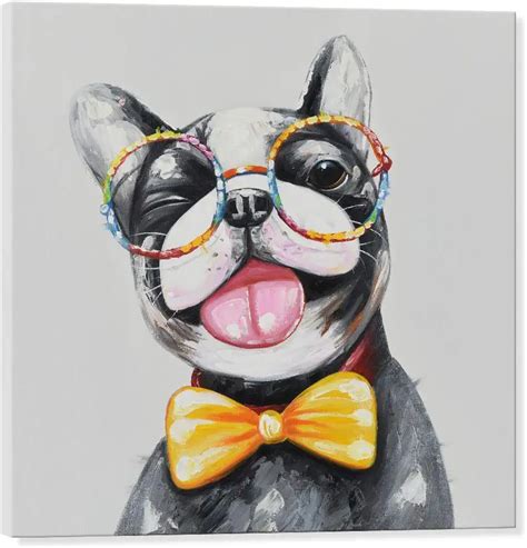 Seven Wall Arts نقاشی دیواری نقاشی روی بوم سگ ناز سگ حیوانی رنگارنگ با