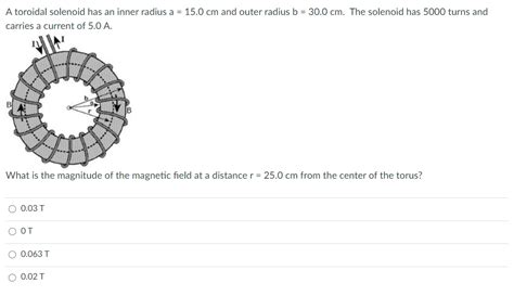 Solved A Toroidal Solenoid Has An Inner Radius A 15 0 Cm