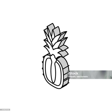 파인애플 전체 한 컷 아이소 메트릭 아이콘 벡터 일러스트 레이 션 0명에 대한 스톡 벡터 아트 및 기타 이미지 0명 과일 노랑 Istock