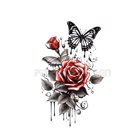 Butterfly Rose Tattoo Stencil Design Guide And Inspiration