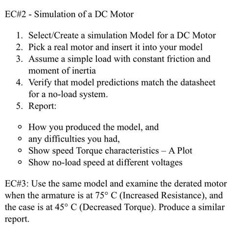 Solved Ec Simulation Of A Dc Motor Select Create A Chegg