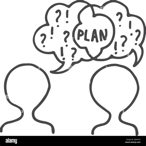 Plan Discussing Icon People Asking Questions Doodle Stock Vector Image