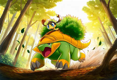 Helioptile And Grotle In The Middle Of Adventure By