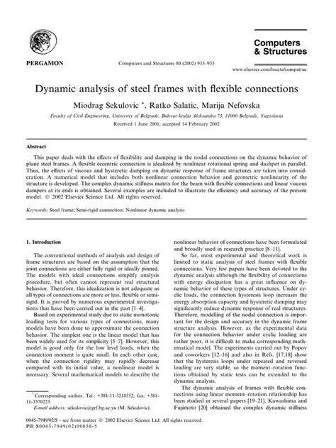 Dynamic Analysis Of Steel Frames With Fl Pdf Matrix Mathematics Hysteresis