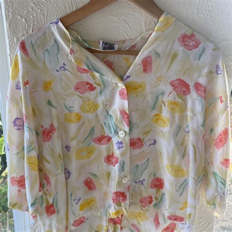 Vintage Floral Button Up Shirt Size Sm Depop